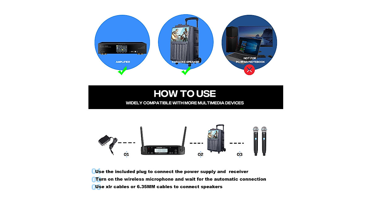 G-MARK Dual UHF Wireless Microphone System