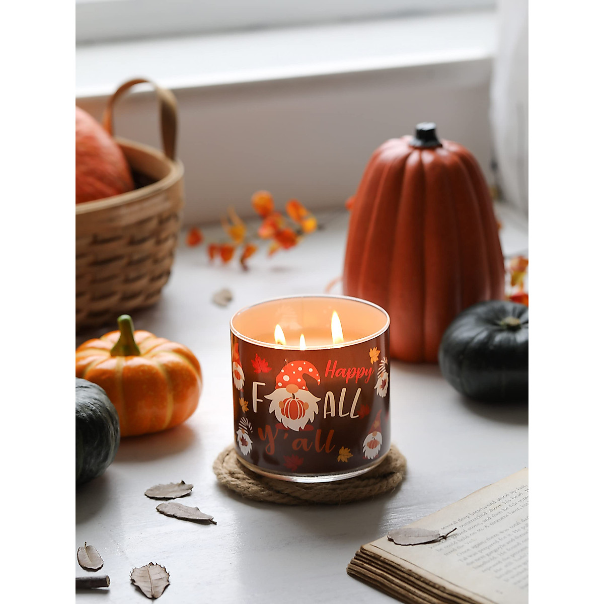 Fall Candle,Pumpkin Spice Candle, Pumpkin Scented Candle，Autumn Large 3 Wicks for Home Decor, 14 oz
