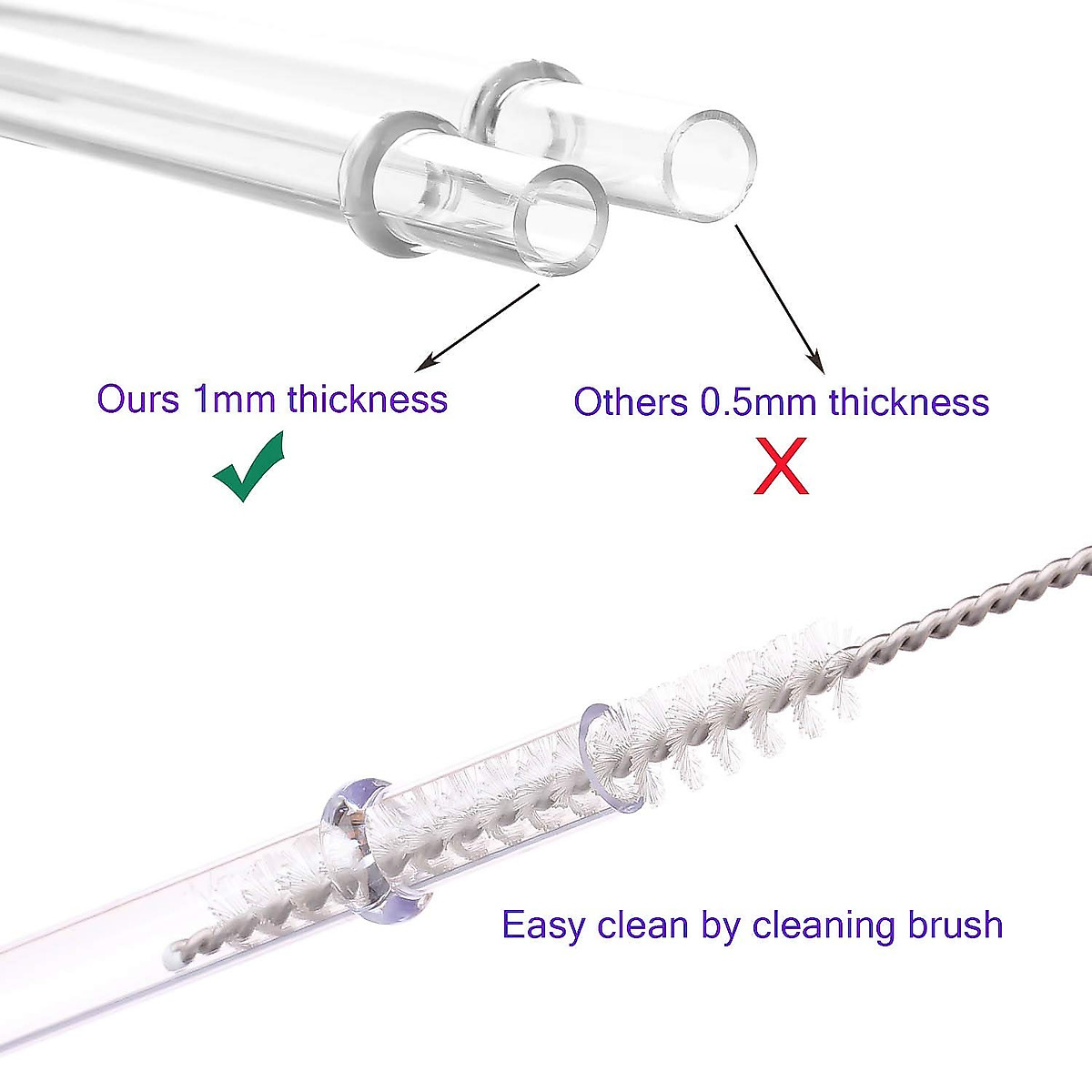 Dakoufish 13 Inch Reusable Clear Tritan Straws Extra Long for 32 OZ-100 OZ Tall Water Bottle Mug Tumblers Rambler Mason Jar 12packs with One Brush (13inch,Clear)