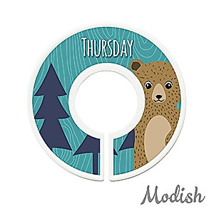 Modish Labels, Weekly Clothes Organizer, Days of the Week Closet Organizer System, Daily Closet Organizer, Closet Dividers, School Clothes Dividers (Woodland Boy)