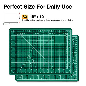 DIYSELF Self Healing Sewing Mat, 18" x 12" Rotary Cutting Mat for Craft, 5-Ply Double Sided Table Protector Cutting Mat for Sewing Fabric Quilting scrapbooking, A3, Green