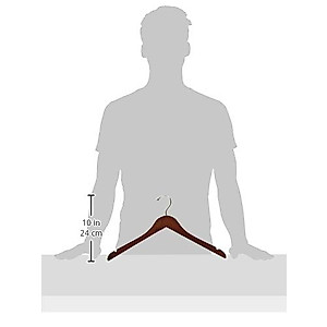 The Great American Hanger Company Wood Top Hanger, Box of 50 Space Saving 17 Inch Flat Wooden Hangers w/Cherry Finish & Brushed Chrome Swivel Hook & Notches for Shirt Jacket or Dress