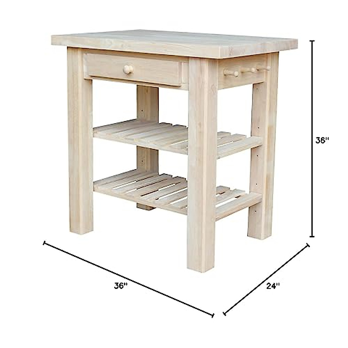 International Concepts Kitchen Island, Unfinished