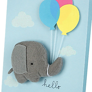 Hallmark Signature Baby Shower Card for Boy (Elephant with Balloon) Welcome New Baby Boy, Congratulations
