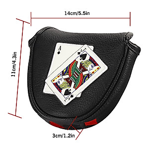 Craftsman Golf Magnetic Closure Poker Blackjack Ace Jack of Spades Black Mallet Putter Cover Headcover for Scotty Cameron 2022 Phantom X5 Etc.