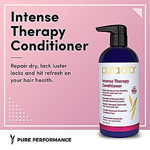 PURA D'OR Intense Therapy Conditioner (16oz) Repairs Damaged, Distressed, Over-Processed Hair, Infused with Select Natural Ingredients, Sulfate Free, All Hair Types, Men & Women