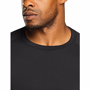 TSLA Men's Thermal Long Sleeve Compression Shirts, Athletic Base Layer Top, Winter Gear Running T-Shirt, Heatlock Round Neck Black, Medium