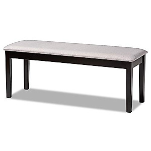 Baxton Studio Teresa Modern and Contemporary Transitional Grey Fabric Upholstered and Dark Brown Finished Wood Dining Bench