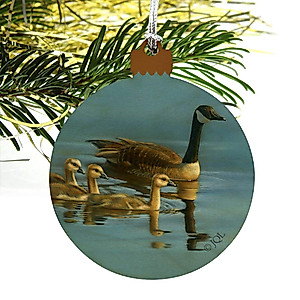 Canada Canadian Geese Family Wood Christmas Tree Holiday Ornament