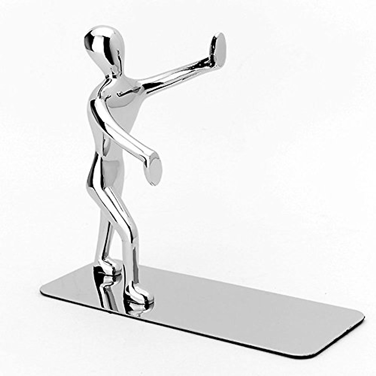 Winterworm Fashion Creative Stainless Steel Decorative Small Humanoid Bookend Pair Kung Fu Kungfu Man Book Organizer Metal Bookends Book end Book File Home Office Library Decoration Birthday Gift