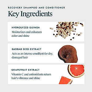 Virtue Recovery Sulfate Free Shampoo and Conditioner Set with Keratin Hydrates, Softens, and Renews Damaged Hair, Color Safe