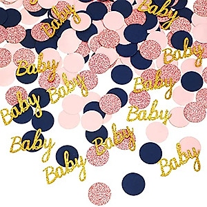360 Pcs Gender Reveal Confetti Gender Reveal Decoration Baby Shower Confetti Navy Blue Pink Paper Confetti Round Confetti Dots for Baby Shower Gender Reveal Birthday Party Table Decoration