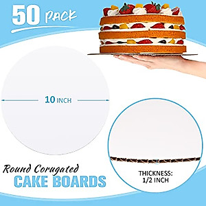 Potchen 50 Pack Round Cake Boards 10 Inch Circle Cardboard Base Grease Proof Disposable for Baking Pizza