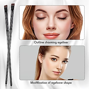 12 Pieces Eyeliner Eyebrow Brush Fine Angled Eyeliner Brush Slanted Eyeliner Makeup Brush Slant Tip Brushes Thin Slanted Flat Angle Brush Artificial Bristles Eyebrow Brushes for Cosmetic (Black)
