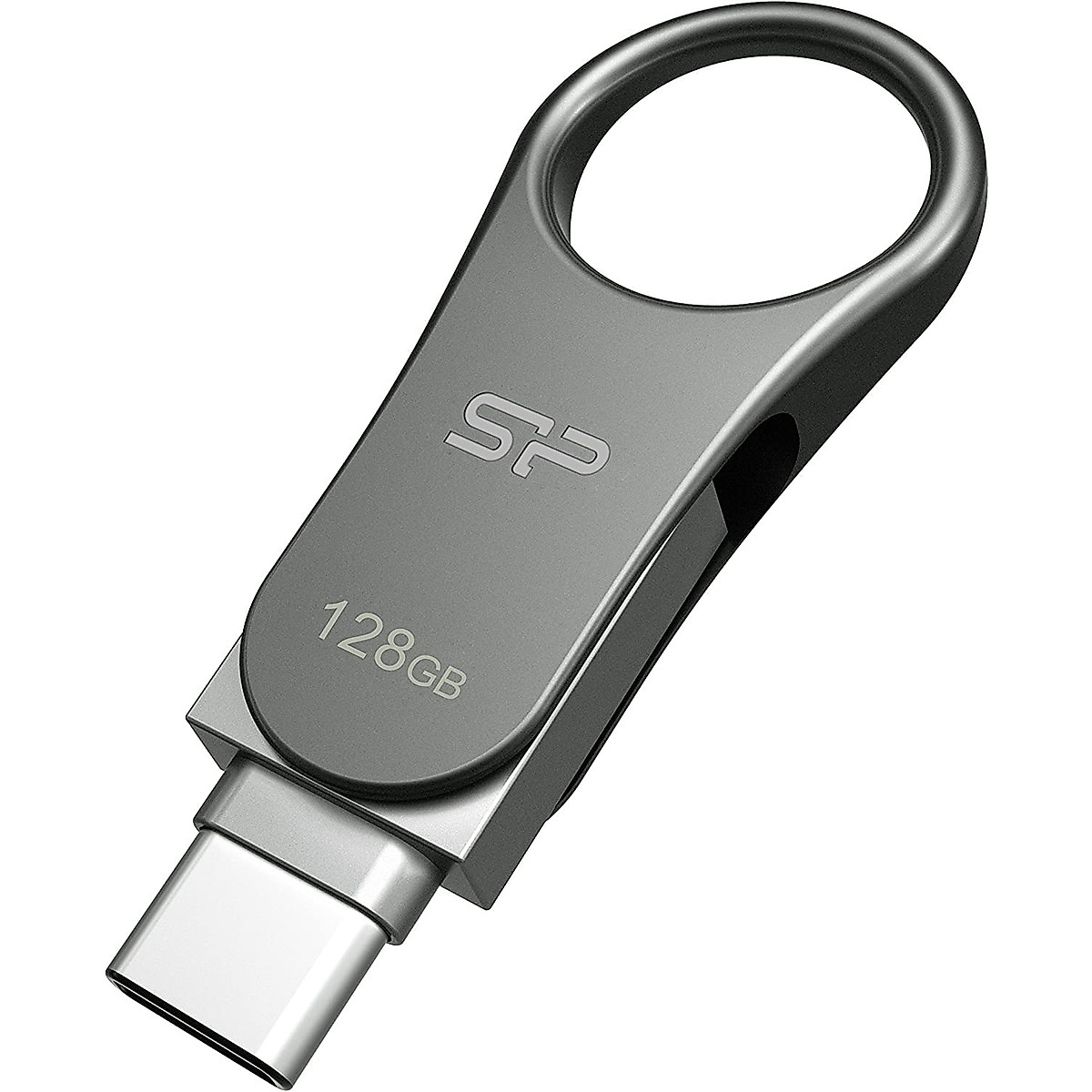 Silicon Power 128GB USB 3.0 / USB 3.1 (Gen1) Flash Drive (METAL) Dual Drive USB Type-C C80 Swivel USB Drive Ready for Smartphone Tablet and New Macbook (SP128GBUC3C80V1S)