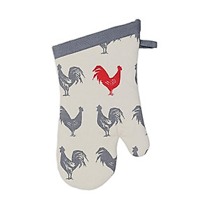 MU Kitchen 100% Cotton Terry-Lined Designer Oven Mitt, 13-Inch, Hen House