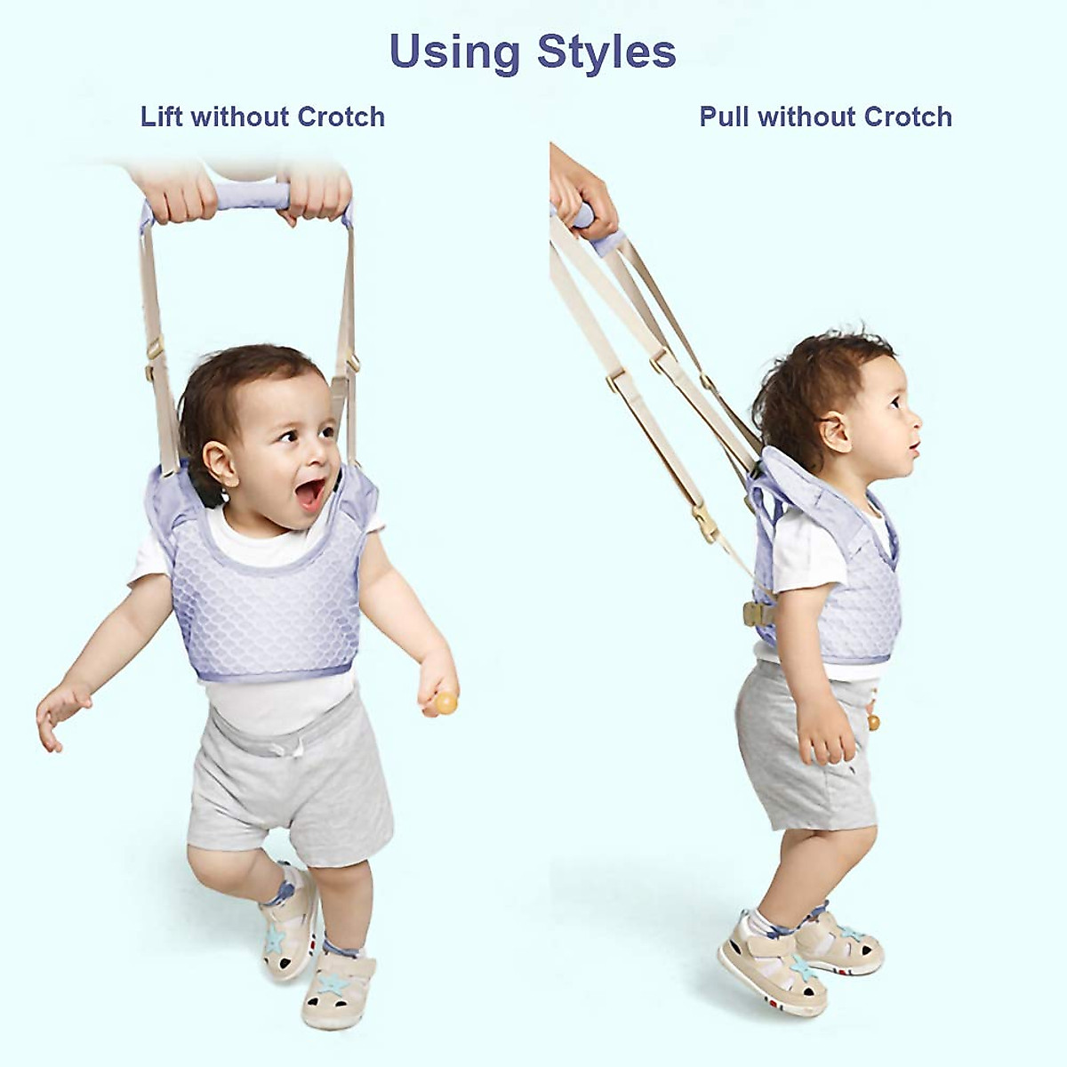 Baby Walking Harness, Baby Sit to Stand Learning Helper Mesh Breathable Adjustable with Detachable Crotch Safety Hand-held Assistant Lifting & Pulling for Toddlers Infant Kids (Grey)