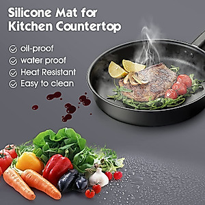 Silicone Mats for Kitchen Counter, 46.8''x23.2'' Large Heat Resistant Mat, Countertop Protector | Placemat | Craft Mat | Baking Mat - Heavy Duty, Waterproof, No Creases, No Odor (Grey) (Grey)
