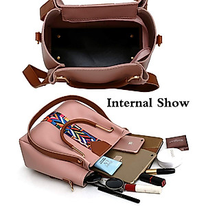 Rullar Women Handbag Set 4 in 1 Top Handle Bag Soft PU Leather Tote Satchel Stitching Shoulder Clutch Bag Purse Wallet Grey