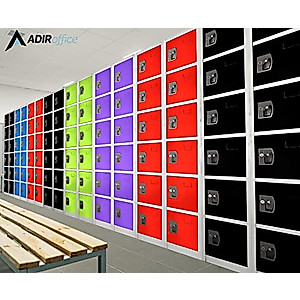 AdirOffice Large School Locker with 6 Doors 6 Hooks Storage Locker for Garage Storage - Office Storage Lockers (6 Door, Red)