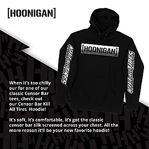 Hoonigan Kill All Tires Fade Pullover Hoodie - Graphic Hooded Sweatshirt with Front Pocket Pouch - Men’s Streetwear for Car Enthusiasts and Gearheads - Official Merchandise Black/Gray M