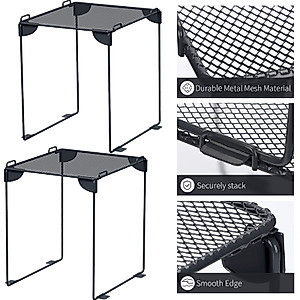 Neudeco Pack 2, Mesh Locker Shelf, Stackable Extra Tall Locker Organizer, Collapsible and Metal Build, Fits Standard Size School Locker, Suitable for Work, Kitchen, Bathroom (Grey)