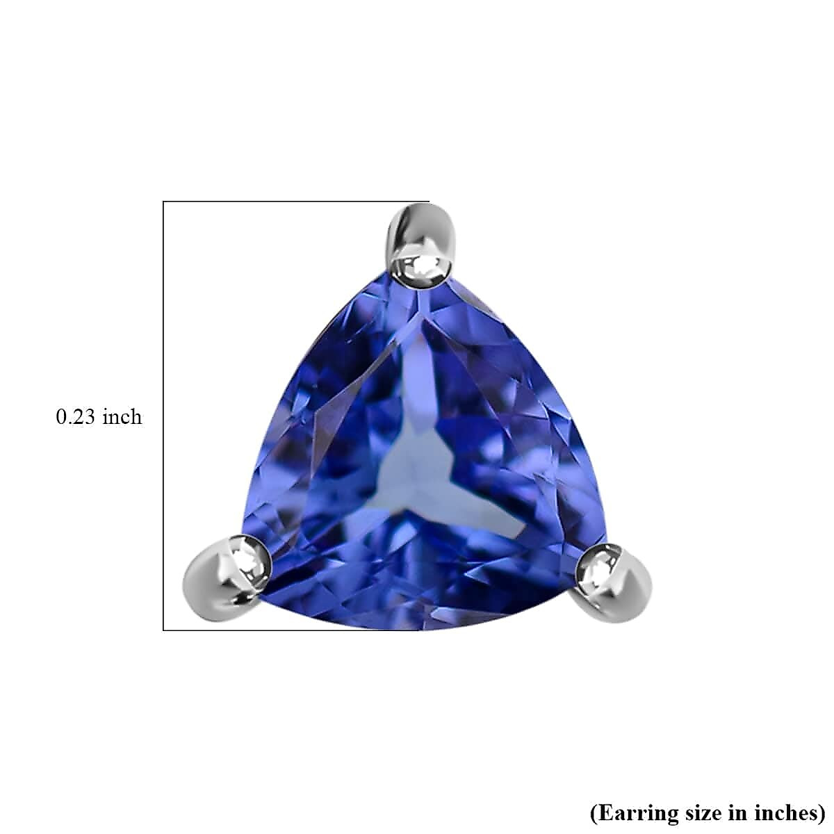 Trillion Blue Tanzanite Gemstone Jewelry Solitaire Stud December Birthstone Earrings 925 Sterling Silver Platinum Plated Birthday Gifts for Women Cttw 1.1