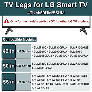 TV Legs for LG TV Stand Replacement Base, for 49 50 55 Inch UM Series LG TV Legs 55UM7300 55UM7300PUA 55UM6900 55UM6900PUA 55UM6910 55UM691OPUC 55UM6950 55UM6950DUB 50UM7300 49UM6950 with Screws‎