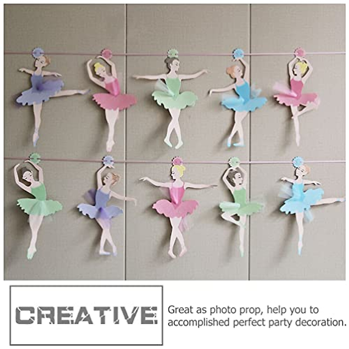 Abaodam 2 Sets Happy Birthday Banner Ballerina Dance Banner Ballet Girls Garland Bunting Banner for Kids Girls Birthday Baby Shower Bridal Shower Party Decorations