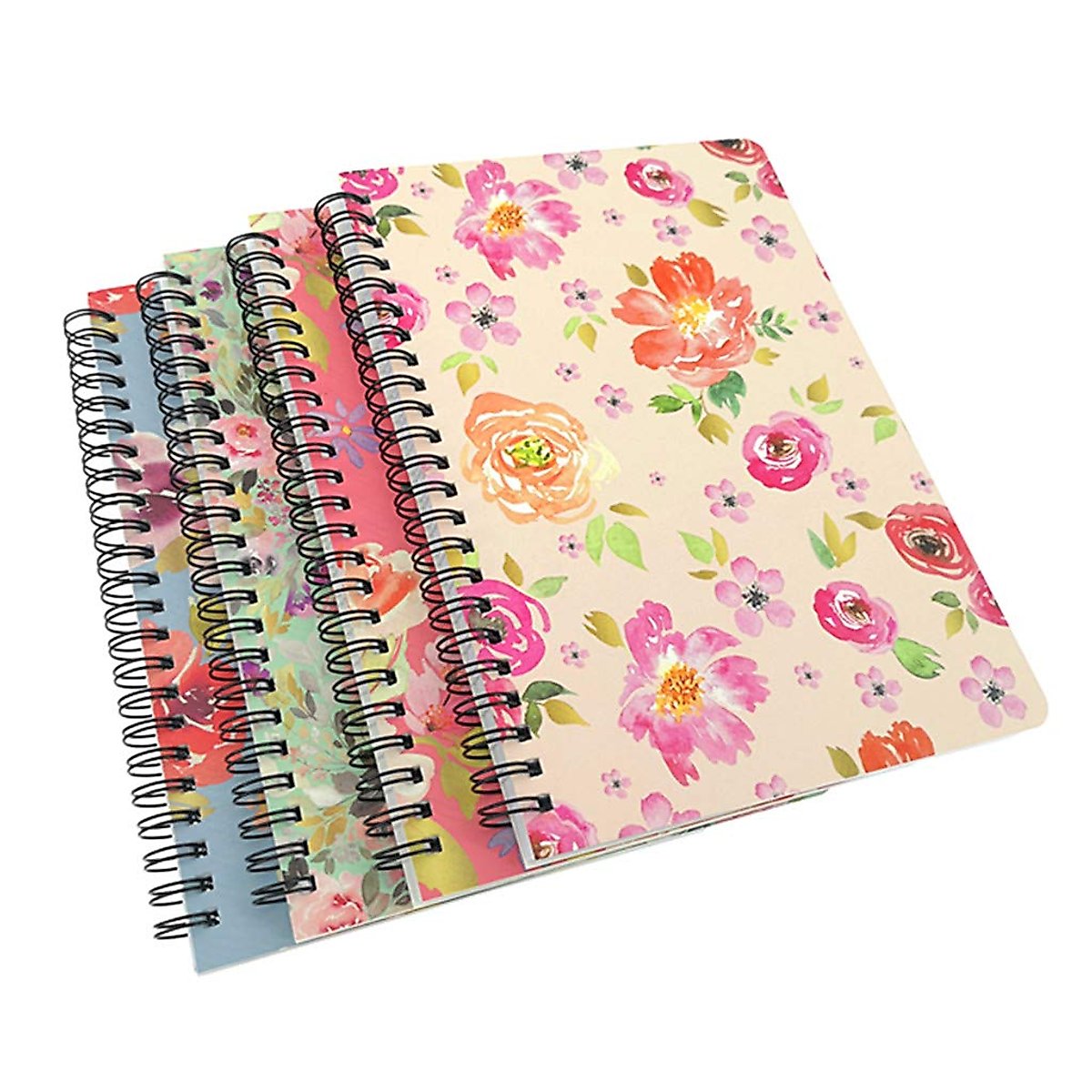 4 Pack A5 Spiral Notebook Journal,Wirebound Ruled Sketch Book NotePad Diary Memo Planner,A5 Size(8.3X5.7") & 80 sheets (Floral)