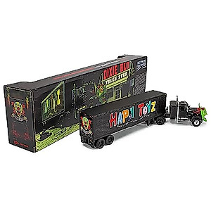 Western Star Truck with Green Goblin Head and 40' Vintage Trailer Happy Toyz Black Maximum Overdrive (1986) Movie 1/64 Diecast Model by DCP/First Gear 60-1503