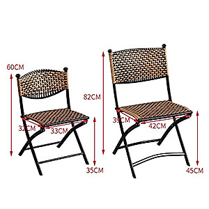 GFHLP Garden Chairs Table Set Rattan Furniture Dining Folding Chairs Lazy Lounge Chair Balcony Summer Chair Home Backrest Dining Table (Size : Small)