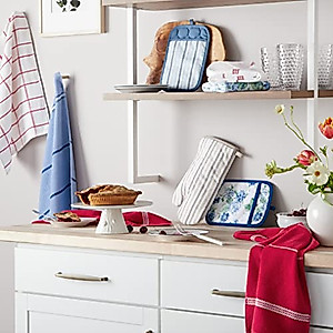 Martha Stewart Daisy Stripe Pot Holder Set 2-Pack, Blue, 7"x10"