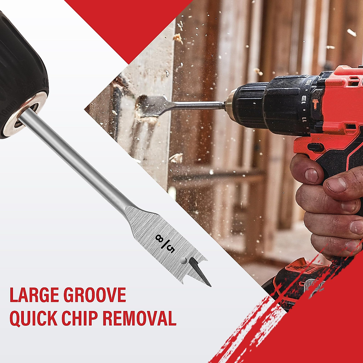 AIMLENTOOL 13 Piece Spade Drill Bit Set, Paddle Flat Bit for Woodworking, Hole Cutter Wood Drill Bit Set with Quick Change Shank, 1/4" to 1-1/2", Nylon Storage Pouch Included