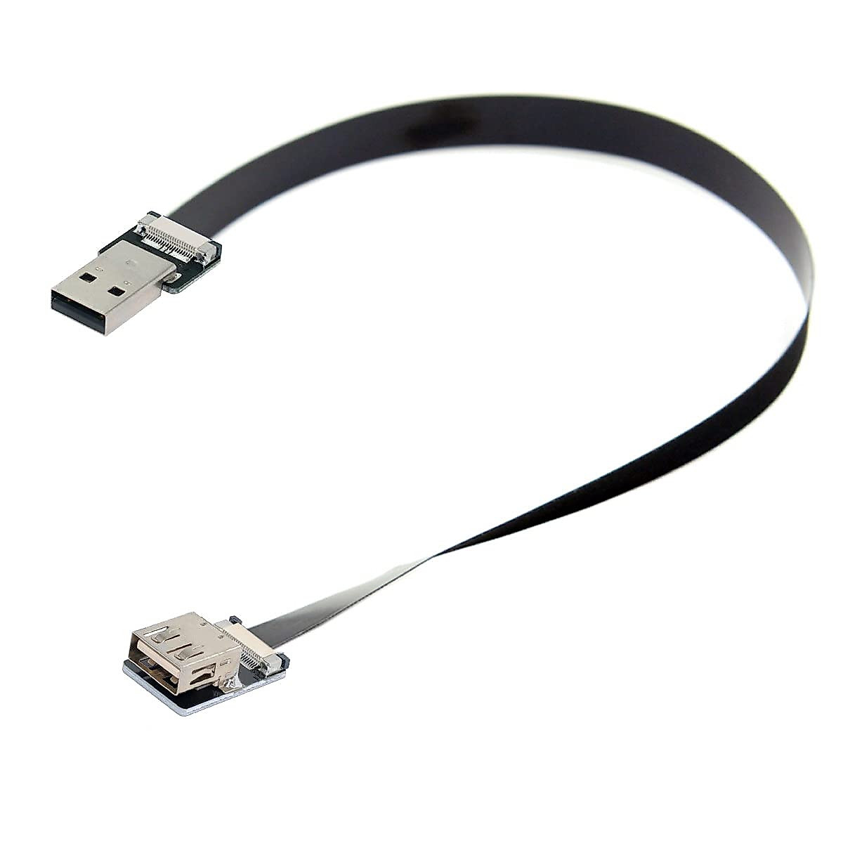 cablecc USB 2.0 Type-A Male to Female Extension Data Flat Slim FPC Cable for FPV & Disk & Scanner & Printer 20CM