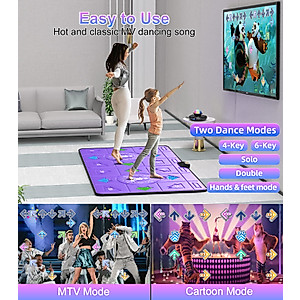 FWFX Dance Mat for Kids and Adults, Exercise & Fitness Dance Pad Game for TV, Double User Wireless Dancing Mat, Musical Electronic Dance Mats with HD Camera, for Girls & Boys Ages 6+