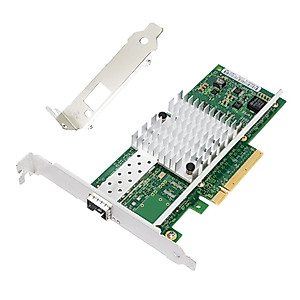 10Gb Network Card Single SFP+ Port PCIE x8 Ethernet Converged Server Adapter NIC Compatible Intel X520-DA1 82599EN Chip Support Windows 7/8/10/11/Visa,Server/Linux/VMware