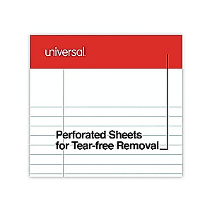 Universal 46300 Perforated Edge Writing Pad, Narrow Rule, 5 x 8, White, 50 Sheet (Pack of 12)