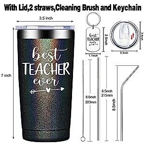 Fufandi Best Teacher Ever, Birthday Gifts for Teacher from Student, Kids, Appreciation Christmas Gifts for Women, Men, Best Friend, Ladies, Classroom - Travel Tumbler Cup
