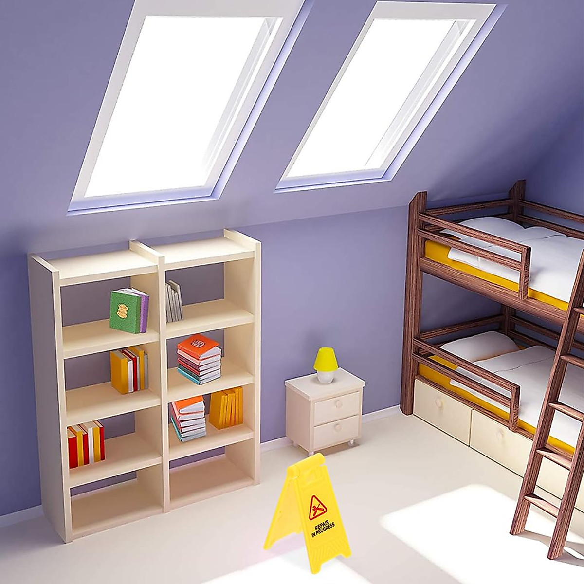 NUOBESTY Mini Traffic Signs Set, Plastic Street Signs Playset Traffic Cones Yellow Warning Sign Garbage Can Toy Safety Education Toy for Kids 25pcs