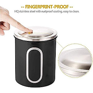 Fortune Candy Stainless Steel Canister Sets with Anti-Fingerprint Lid and Visible Window, Cereal Container Set of 3 (Black)
