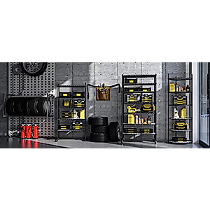 pouseayar 7 Tier NSF Metal Shelf Wire Shelving Unit, 2450lbs Capacity Heavy Duty Adjustable Storage Rack with Wheels & Shelf Liners for Closet Kitchen Garage Basement, 82" H x 48" L x 18" D - Black