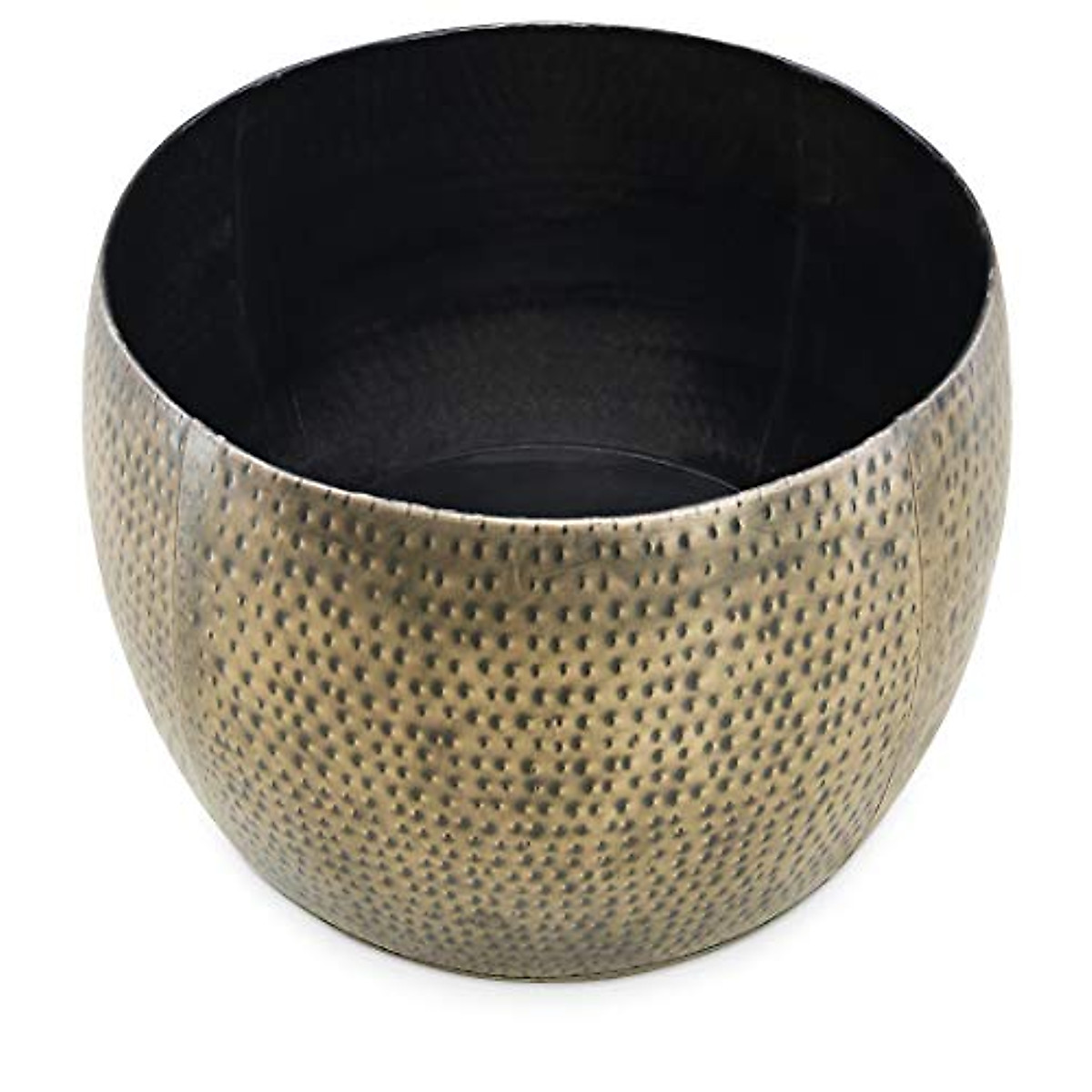 Powell Hammered Gold Drum with Natural Wood Lift Top for Storage Janice Table