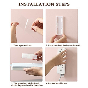 GEOBY Adhesive Punch-Free Socket Holder, Self Adhesive Power Strip Holder, Self-Adhesive Desktop Socket Fixer, Adhesive Socket Holder Slide, Power Socket Holder (Mix)