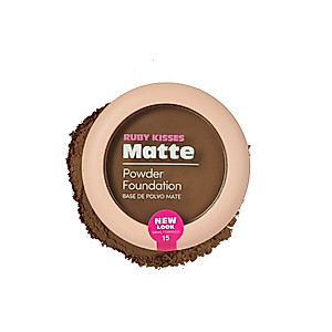 Ruby Kisses Powder Foundation Full Coverage Matte Foundation Long Lasting Face Makeup 0.35 oz. (Cognac)