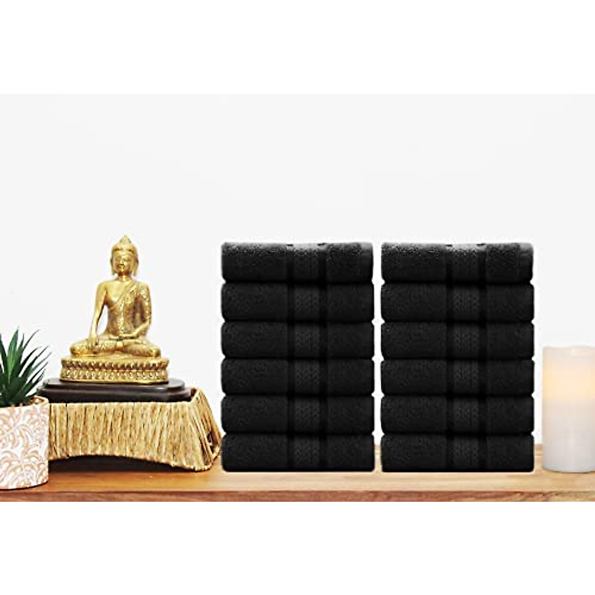 COTTON CRAFT Ultra Soft 12 Pack Wash & Face Cloths 12x12 - Highly Absorbent Bathroom Shower Kitchen Utility Towels - Use Everyday - Easy Care Machine Wash - Premium Ringspun Cotton 580 GSM - Black