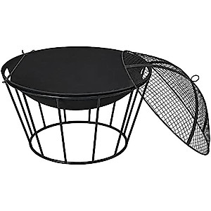 FirsTime & Co. Black Lakeview Fire Pit with Screen Lid, Wood Burning Fire Pit for Garden, Backyard, Patio, Metal, 23 x 23 x 20 inches