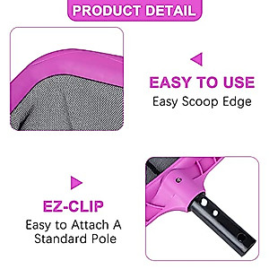 Professional Luxury Pool Skimmer/Pool Cleaner, Pool Leaf Net & Heavy Duty Reinforced Swimming Pool Deep-Bag Rake Net,Fine Mesh Net, for Outdoor & Indoor Swimming Pools,Hot Tub and Spas (Purple)