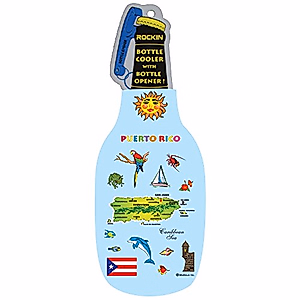 Bottle Cooler Puerto Rico Souvenir Gifts Beer Bottle Sleeve with Bottle Opener, Cool Souvenir Gifts for Men & Women Neoprene Beverage Beers Sleeve (PUERTO RICO)