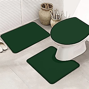 Red Vow Luxury Memory Foam Bathroom Rugs Set 3 Pieces-Dark Green Pattern,Absorbent Non Slip Soft Cushioned-Toilet Lid Cover,Bath Mat Pad,Contour Mat